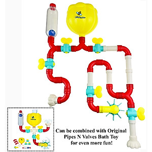 Mighty Bee Bath Toys Expansion Set: Building Toys for Shower or Bath Time. 31 Piece Pipes N Valves Set, Top STEM Learning Toys for Kids Ages 4-8, All the Fun of a Water Table, with Super Suction Cups!