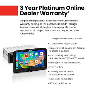 BOSS Audio Systems BVCP9700A-FL Car Audio Stereo System - Apple CarPlay, Android Auto, 7 Inch Single Din, Capacitive Touchscreen, Bluetooth Audio and Calling Head Unit, Radio Receiver, No CD Player