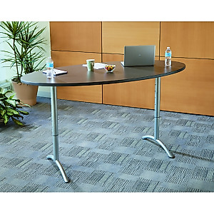 Iceberg ARC 6-Foot Adjustable Height Oval Conference Table, 36" W x 72" L, Gray Walnut/Silver Leg
