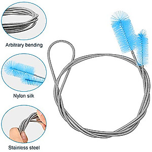12 Pieces Tube Cleaning Brush Aquarium Filter Brush Nylon Tube Brush Set Flexible Double-Ended Hose Brush Pipe Clean Brush Stainless Steel for Fish Tank, Kitchen, Glasses, Drinking Straws, Keyboard