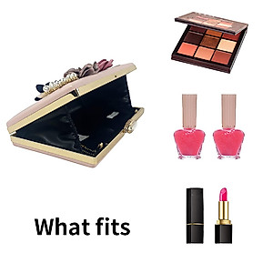 Shiiriin Women's 3D Floral Clutch Purse Handbag | Handmade with Pearls | Perfect for Bridal, Wedding, Daytime and Evening Parties | Elegant Design