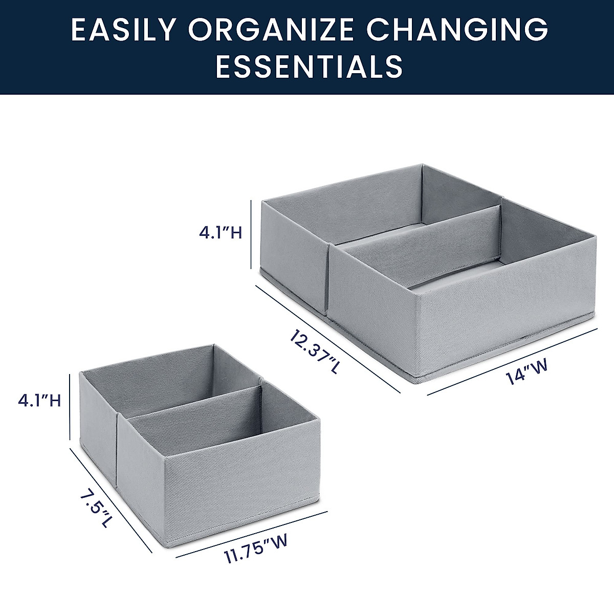 Delta Children Serta 7-Piece Essential Changing Table Set - Newborn Baby Gift Set for Boys and Girls – Includes Changing Pad, Plush Changing Pad Cover, 3 Changing Pad Liners and 2 Storage Bins, Grey