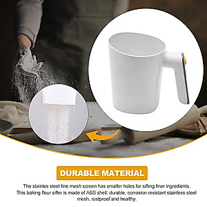 Electric Flour Sifter, Handheld Battery Operated Stainless Steel Mesh Shaker, Cup Shape Powder Shaker Strainer Kitchen Cooking Baking Pastry Tools 4 Cup Capacity(White)