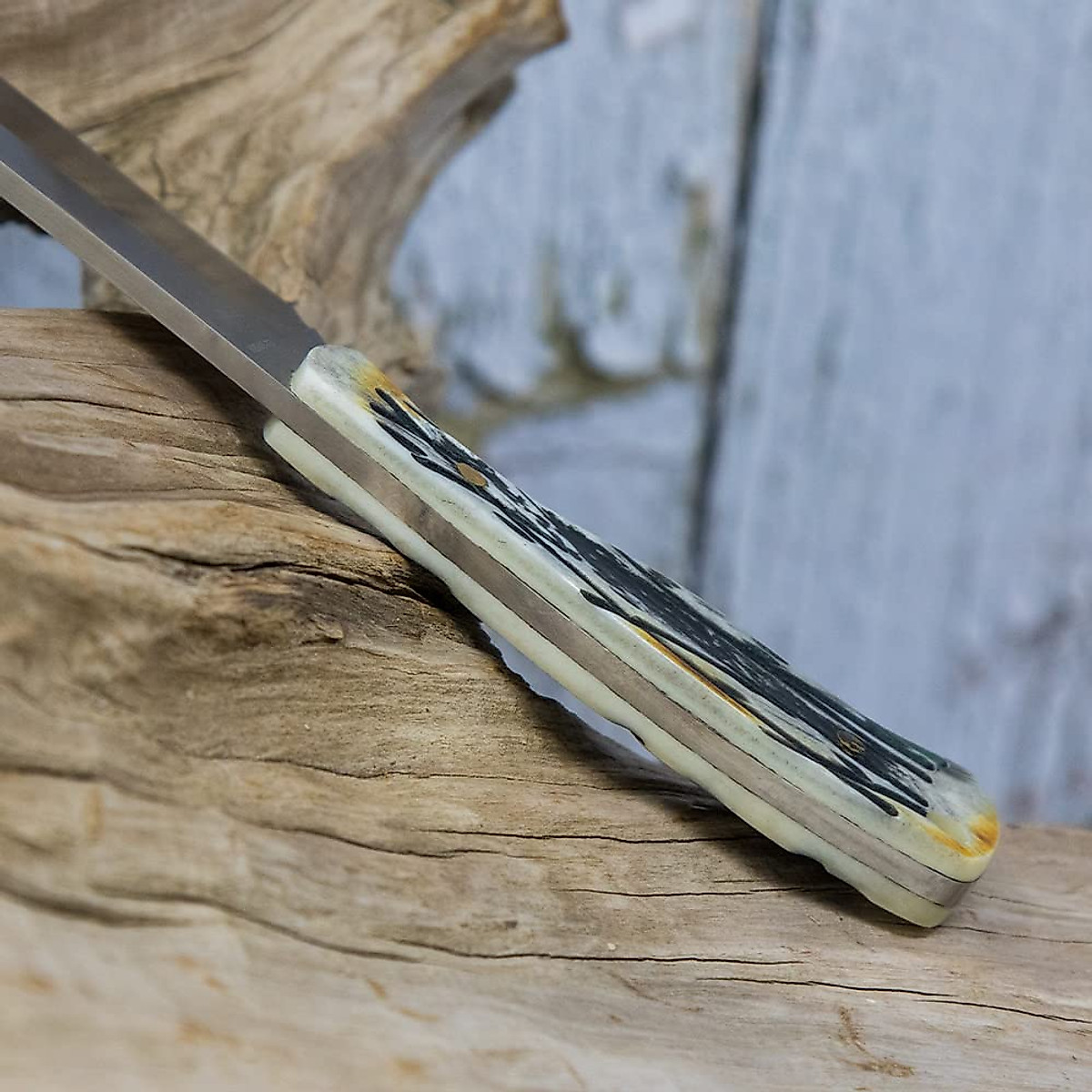 WHISKEY BENT HAT CO. Bullcutter 5 Fixed Blade 440C Stainless Steel 6.5" Overall Length w/Leather Sheath (Burnt Bone)