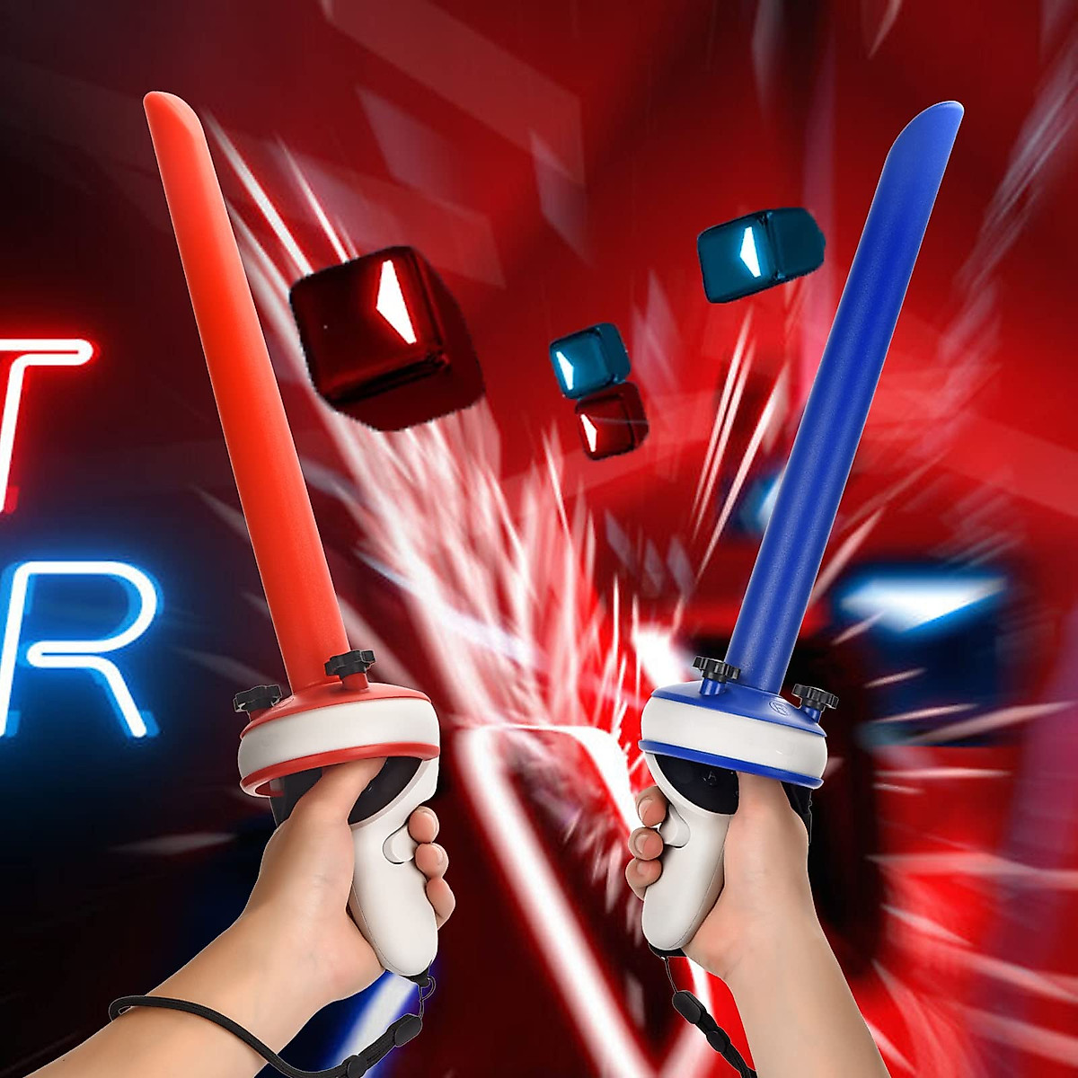 XIAOGE VR Game Accessories for Beat Saber,Golf Club, First Person Tennis Extension Grips Compatible with Oculus Quest 2/Meta Quest 2