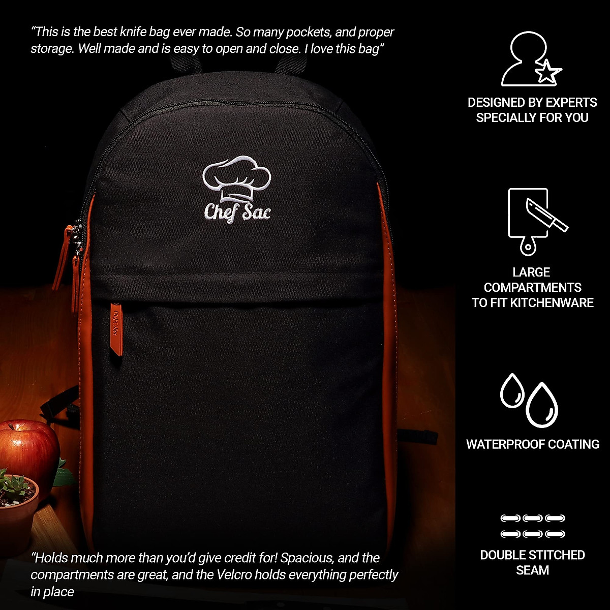 Chef Sac Chef Knife Backpack with 10-Pack Knife Guards Included