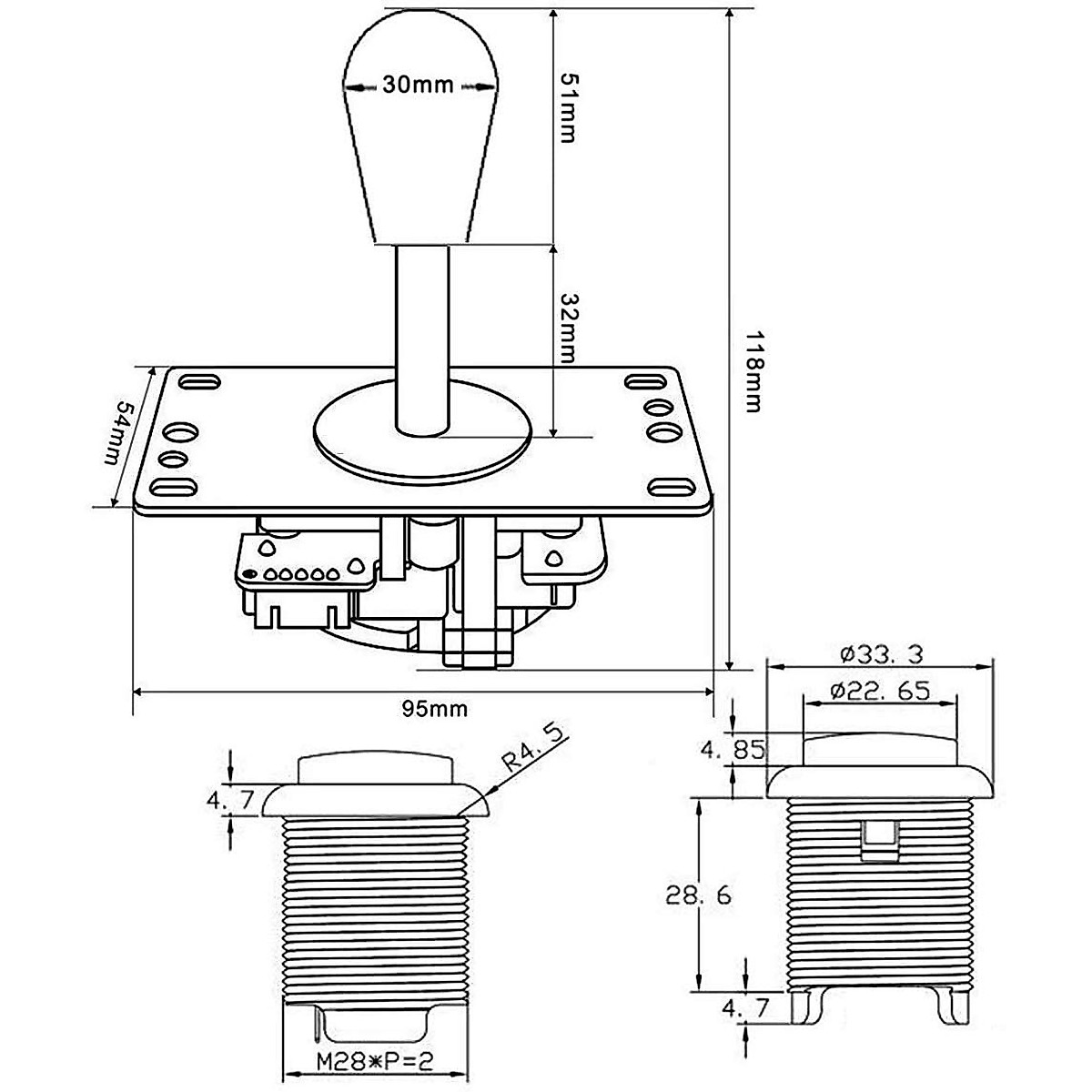 EG STARTS 2 Player Arcade Game DIY Kits Part 2 Ellipse Oval Bat Joystick Handles + 20 LED lit Arcade Buttons Green & Blue Kits