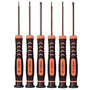 Precision Screwdriver Set of 6, TECKMAN Phillips and Flathead Screwdriver Set with Magnetic Tips and Non-Skid Handle,Small Repair Tool Kit for Eyeglasses/iPhone/Computer/Jewelry/Watch/Electronics