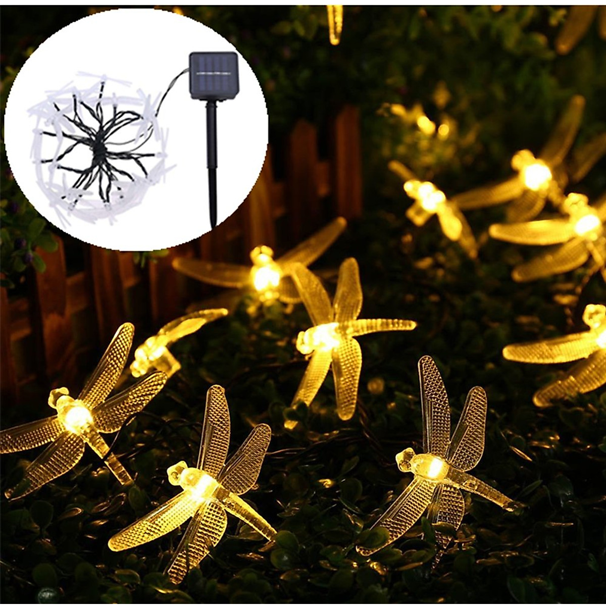 elecfan Solar String Lights Waterproof,20 LED Dragonfly Solar Fairy Lights Outdoor LED Warm White with Solar Panel 2 Lighting Modes for Indoor Home, Garden, Fence, Christmas Tree, Wedding, Holiday