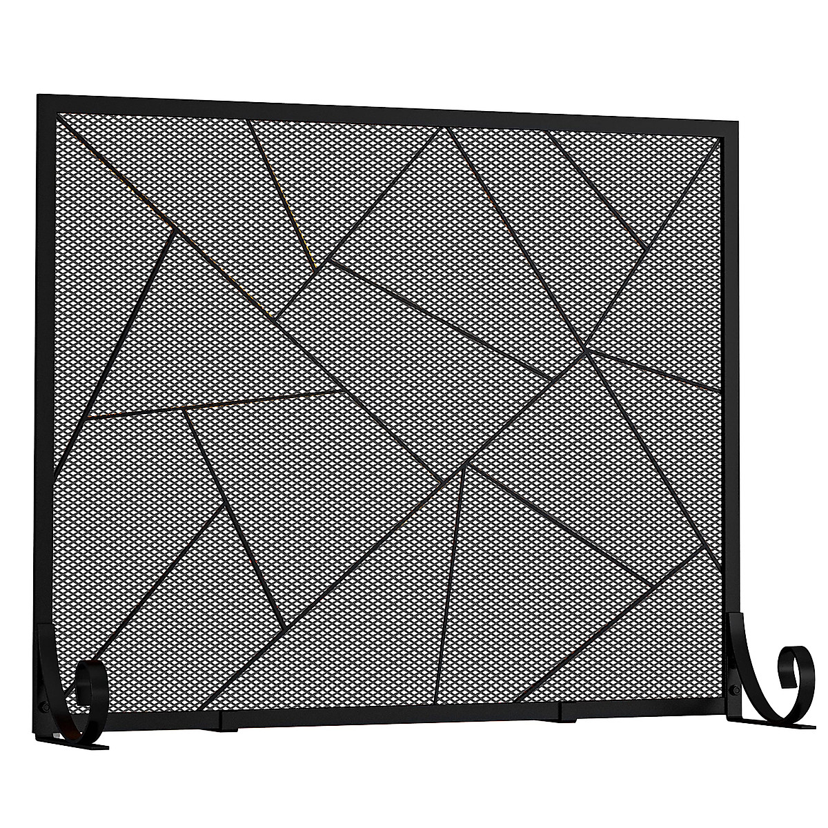 Fire Beauty Fireplace Screen Decorative Mesh Geometric Fire Spark Guard Gate Cover for Home