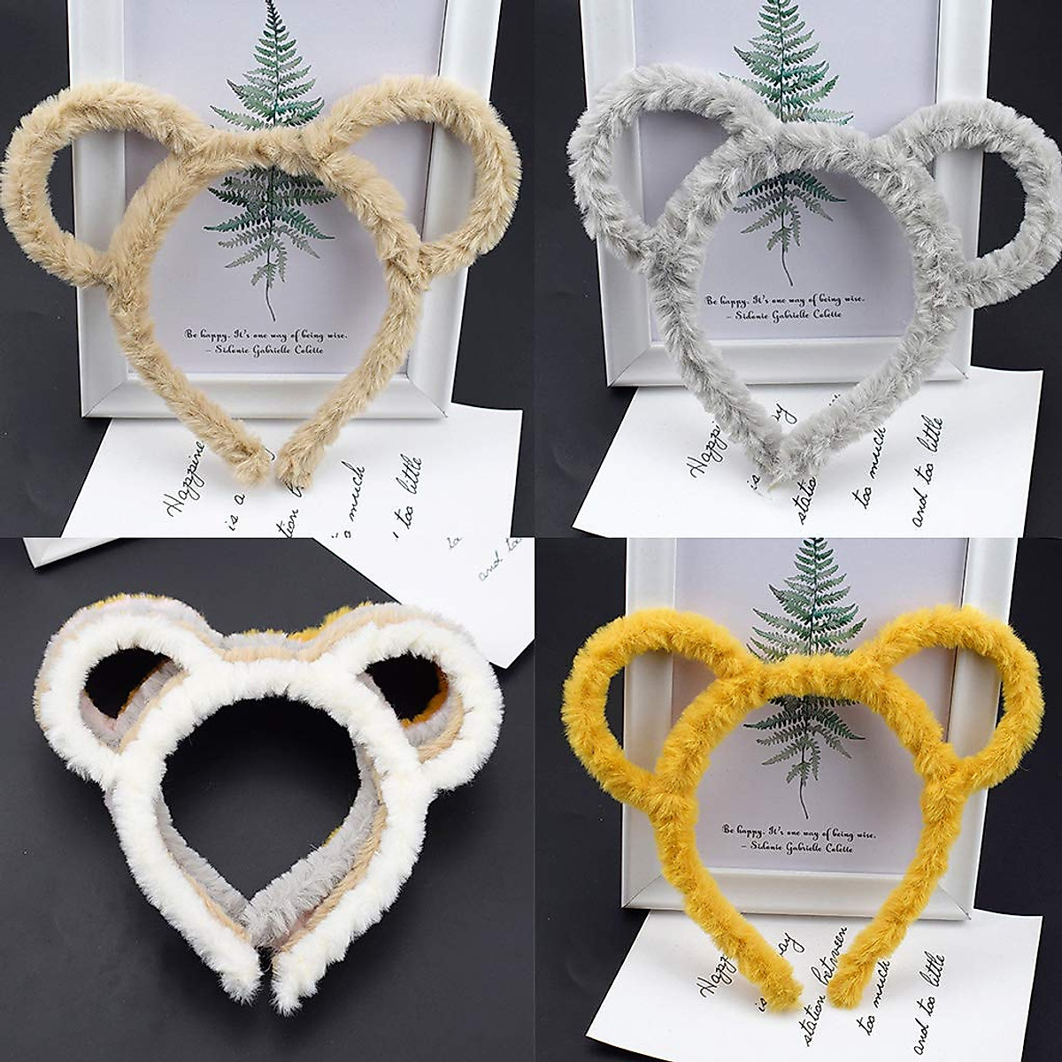 XISAOK Women Plush Headband Round Mouse Bear Ears Makeup Hair Hoop Bandana