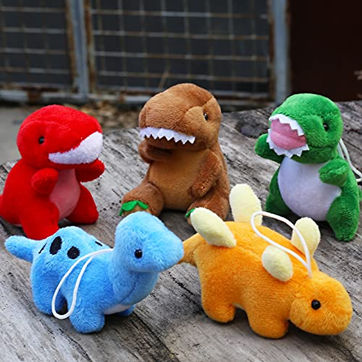 16 Pack Plush Dinosaurs Bulk, Mini Dinosaur Figures Assortment Keychain Toy, Soft Dino Stuffed Animal Set Gifts for Kids, Easter Basket Stuffers, Goody Bag Filler, Doll Machine, Toddler Party Favors