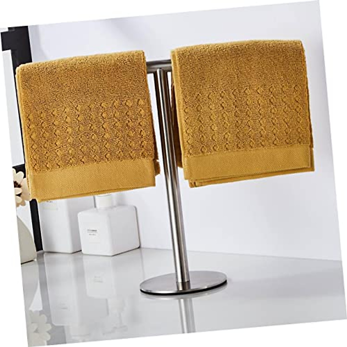 Zerodeko Stainless Steel Towel Bar Towel Hooks Washcloths Hand Towel Stand T-Shape Towel Rack Countertop Towel Stand Watch Rack Standing Towel Storage Holder Balanced Base Towel Holder Pole