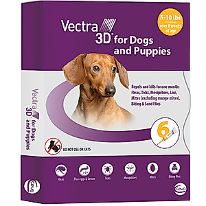 Ceva Vectra 3D for Dogs Flea, Tick & Mosquito Treatment & Prevention for Extra Small Dogs (5-10 lbs), 6 month supply