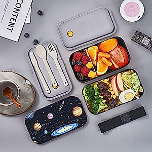 The Solar Family Adult Lunch Box, Bento Box, With Cutlery Set Of 3, 2 Compartments, Rectangular, Lunch Box For Adults