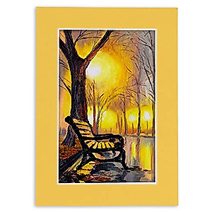 Pack of TEN 6x9 Mats Bevel Cut for 4x5 Photos - Acid Free Chamois Yellow Precut Matboards For Pictures, Photos, Framing - 4-ply Thickness
