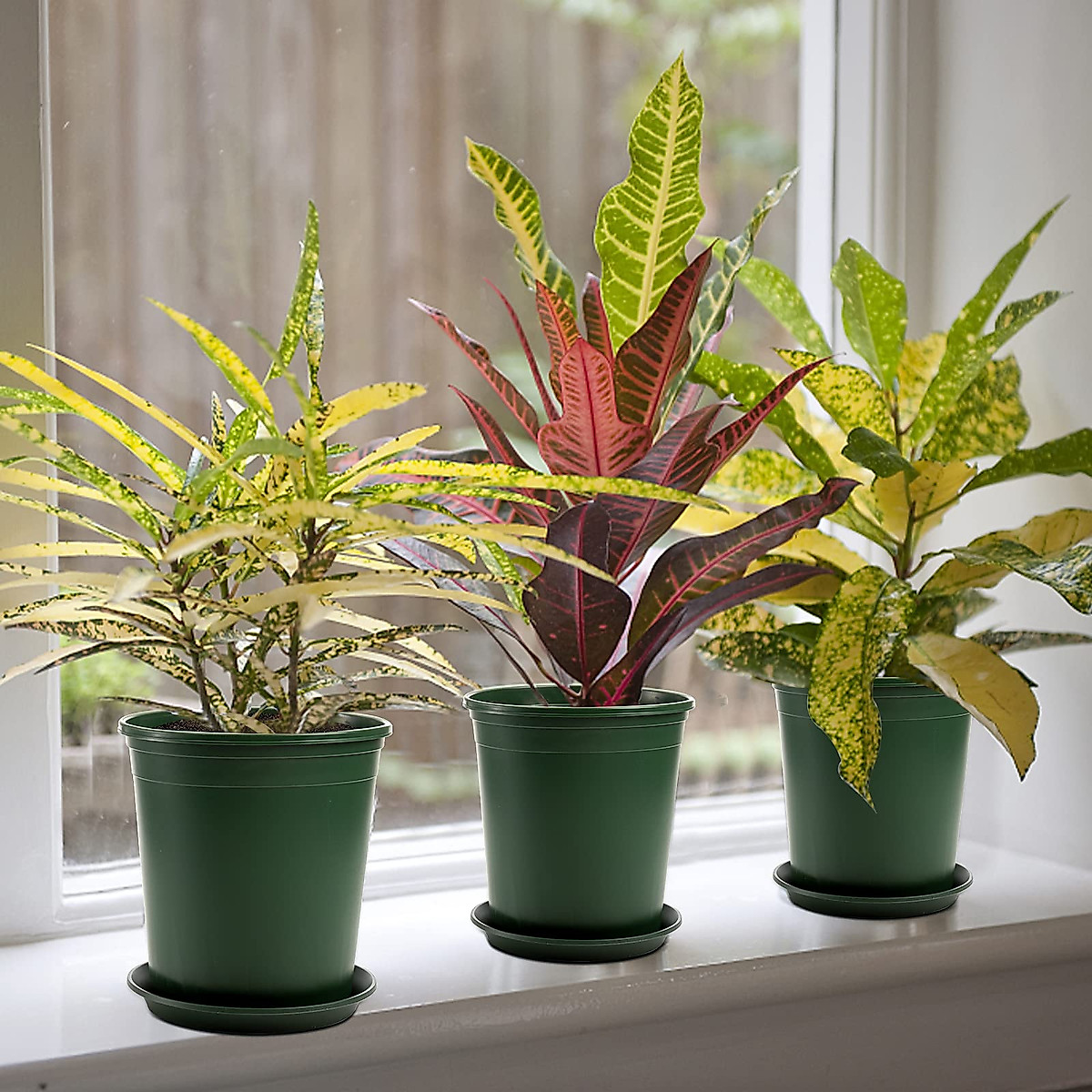 Fasmov 10PCS 1 Gallon Durable Nursery Pot Garden Flower Pots Nursery Plant Container Kit with 10 Pcs Matching Pallets