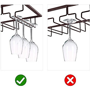 Wine Glass Shelf, Upside-down Home Goblet Iron Art Shelf, Wine Glass Hanging Storage Rack(Brown, 5 Rows 1 Pack)