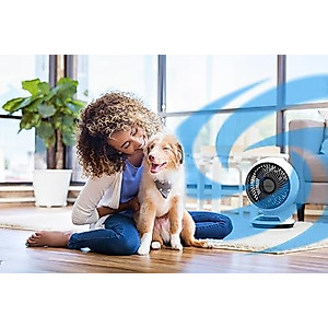 Lasko Whirlwind Orbital Motion Air Circulator Table Fan, 3 Speeds, Timer, Dark Mode, Remote Control for Small and Medium Sized Rooms, White, A12557