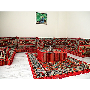 Arabic U Shaped Floor Sofa, Arabic Floor Seating, Arabic Majlis Sofa, Arabic Couches, Arabic Living Room Furniture