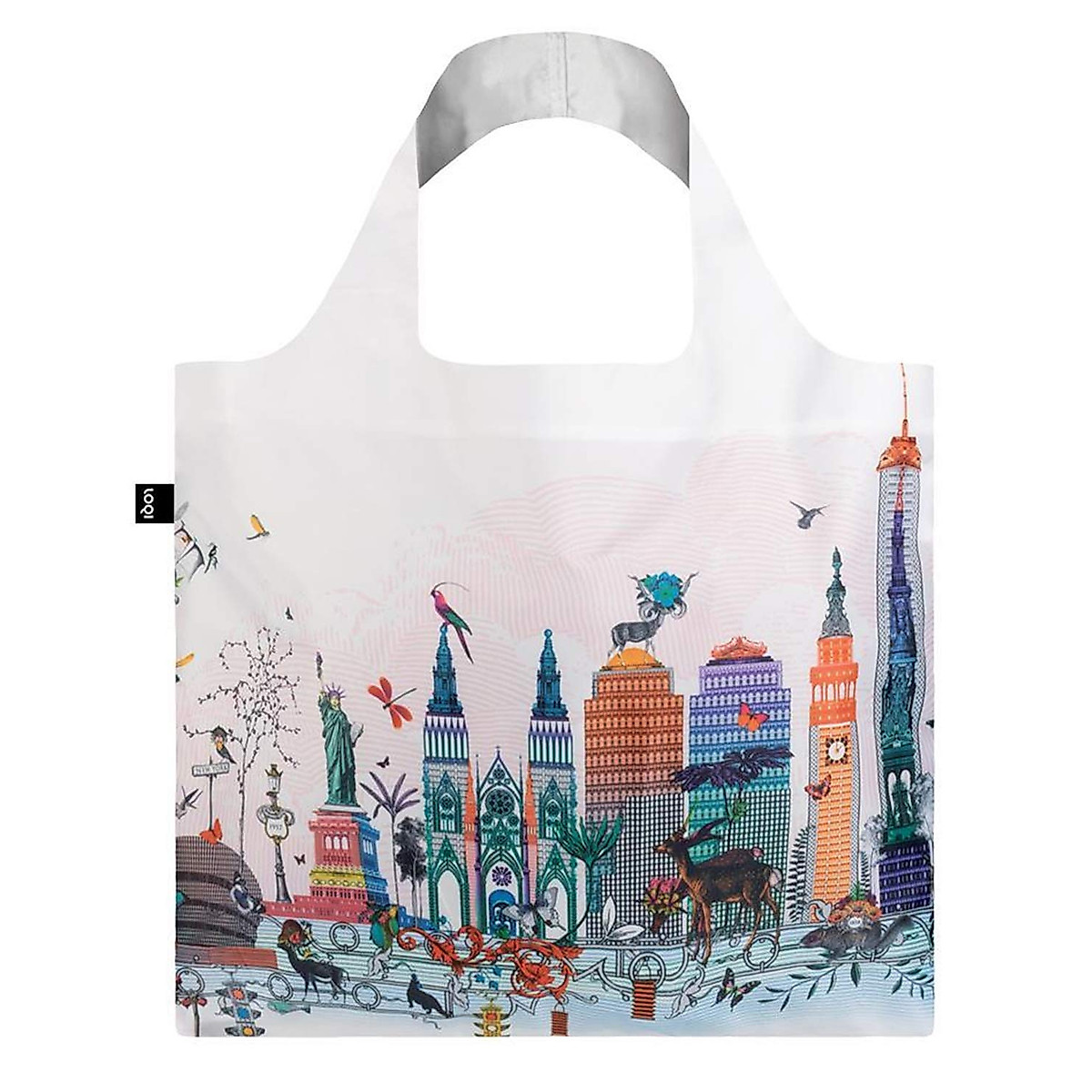 LOQI Kristjana S Williams Interiors Reusable Shopping Bags, (Set of 3), New York, London, Skyline