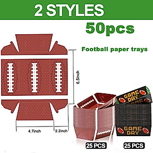 AcpopbM Football Party Supplies, 50PCS Football Party Favors Football Paper Snack Tray Disposable Serving Food Boats for Football Birthday Party Superbowl Decorations