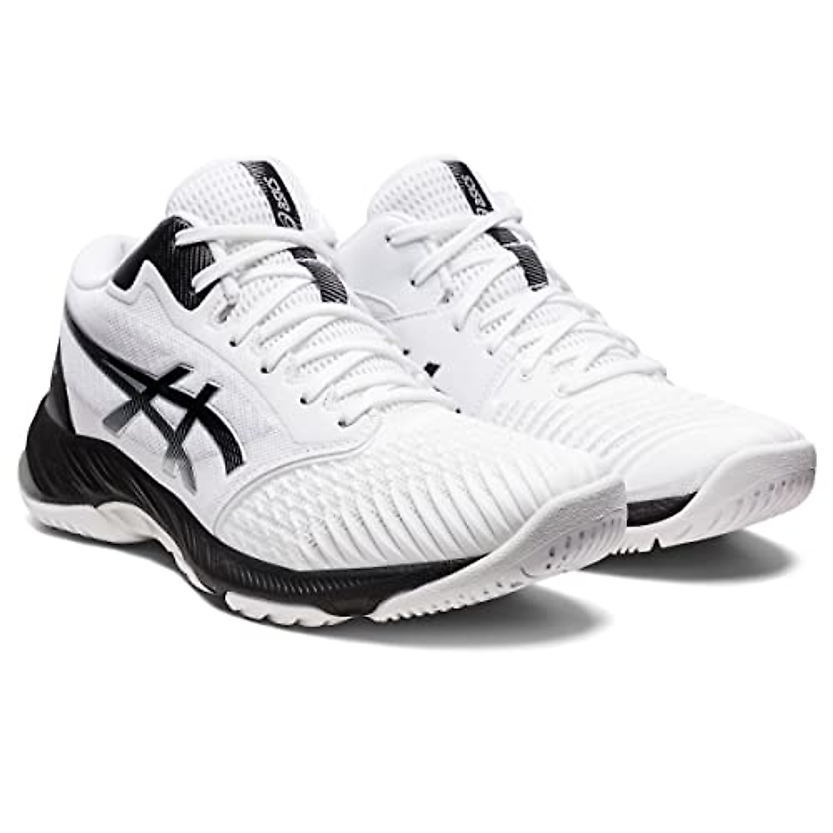 ASICS Men's Netburner Ballistic FlyteFoam Mid Top 3 Volleyball Shoes, 9, White/Black