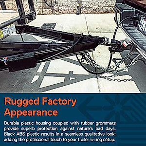 True Mods 8ft 7-Way Trailer Plug Wiring Harness w/ 7 Gang Trailer Junction Box [7-Pin Trailer Cord Wire Cable] [Waterproof] 7 Prong Trailer Wire/Cable Connection Box