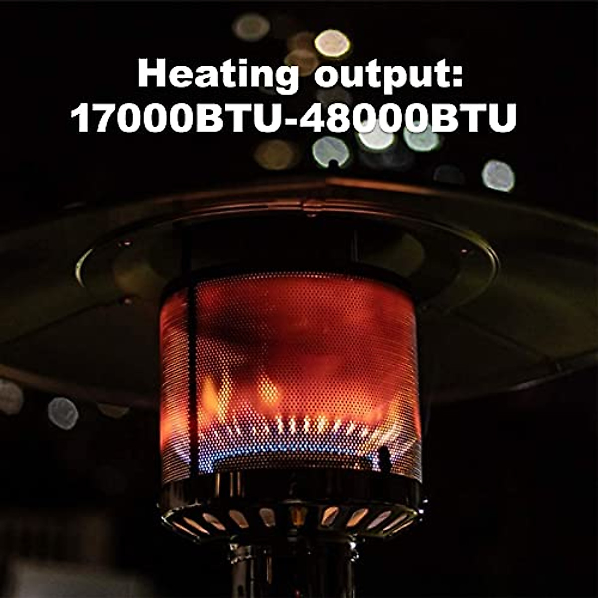 48000 BTU Outdoor Patio Propane Heater, 88in Tall Umbrella Outside Space Gas Heater with Wheels, Standing Tainless Steel Patio Floor Air Heater, for Commercial, Residential, Garden, Porch, Party, Deck