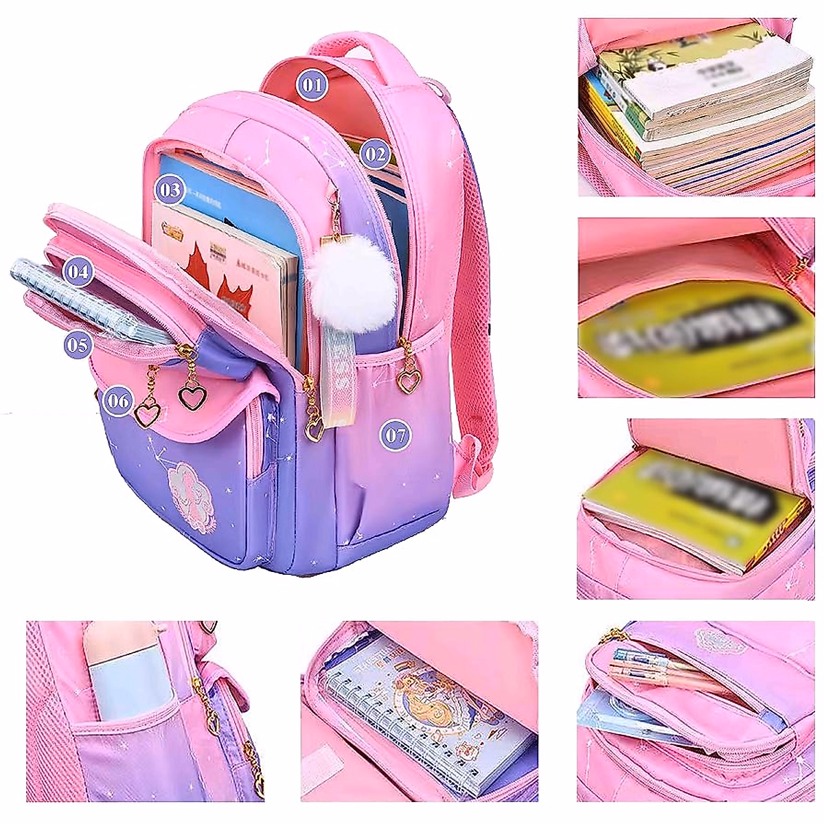 LYOUMEIT Cute Backpacks Set for School Girls,Halloween Gifts for Kids, School Backpack with Lunch Bag,16 Inch