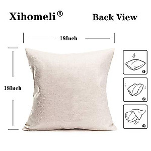 Xihomeli Cotton Linen Home Decorative 18x18 Inch Throw Pillow Covers Set of 4 Wood Grain America Map Washington New York Cushion Case Love The World Quotes Pillowcase