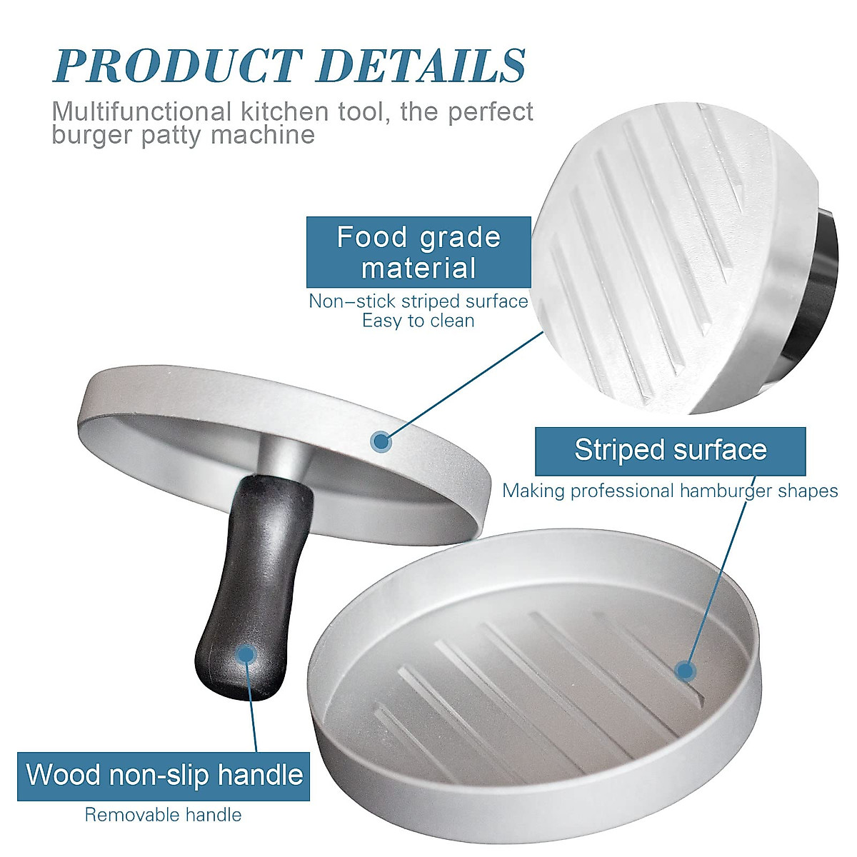 QUINGLU Burger Press 100 Patty Papers, Non-Stick Hamburger Press Patty Maker, Meat Beef Cheese Burger Maker, Veggie Burgers Sausage Patties Crab Cakes Patty Maker for Outdoor Camping