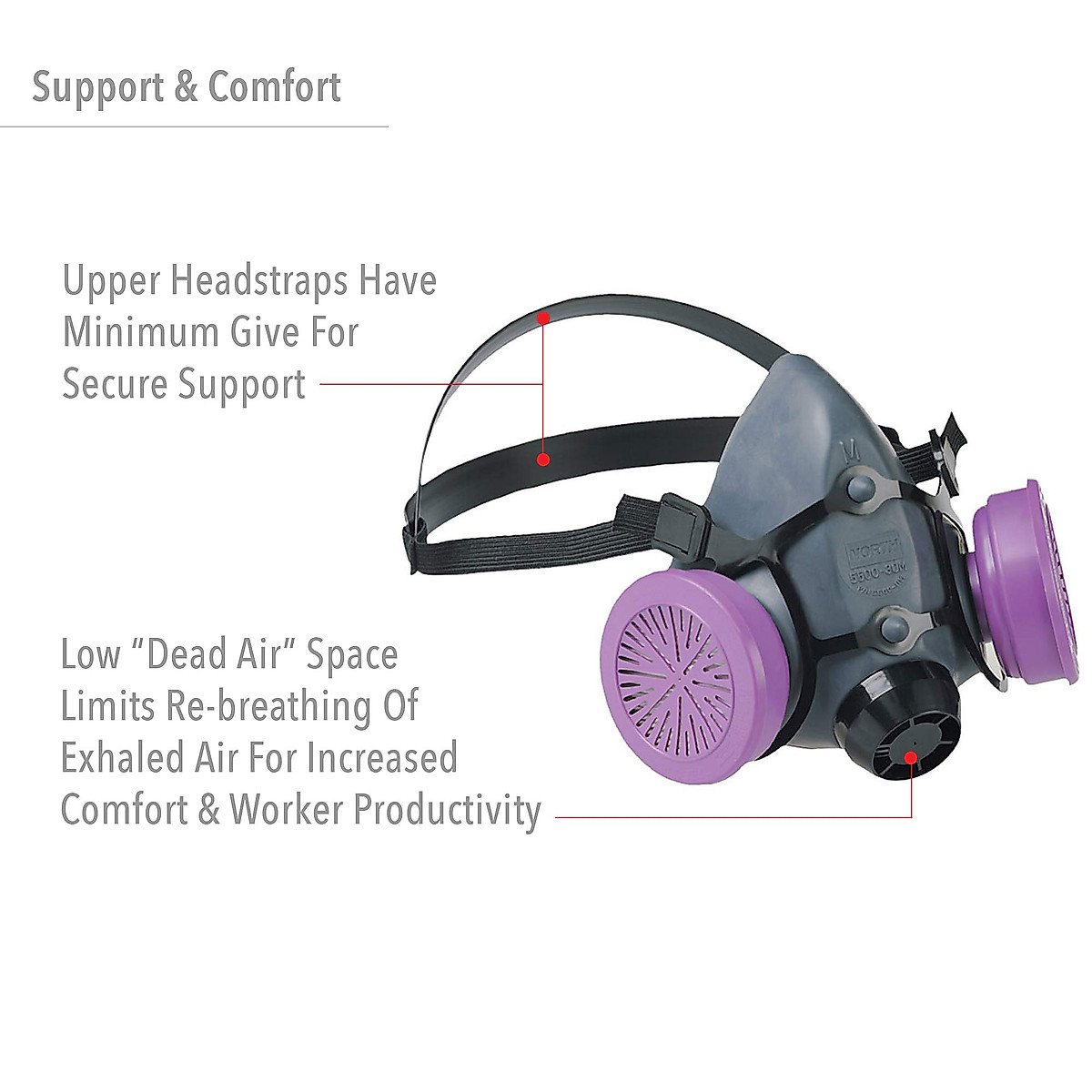 Honeywell Home North 5500 Series Niosh-Approved Half Mask Respirator, Large (550030L), Purple