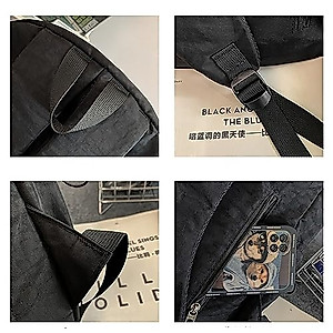 HIQUAY Grunge Backpack with Cute Accessory Aesthetic Backpack Cute Backpacks Waterproof (Black)