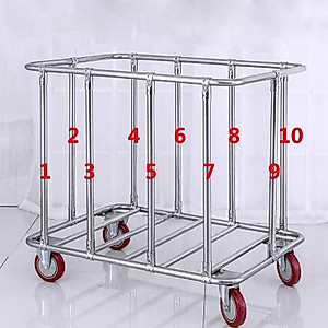 Commercial Laundry Cart, 400L large Laundry Rolling Bins with Removable Waterproof Canvas, Heavy Duty Stainless Steel Laundry Hampers with Wheels for Hotels & Hospital, 440lbs Load (blue1)