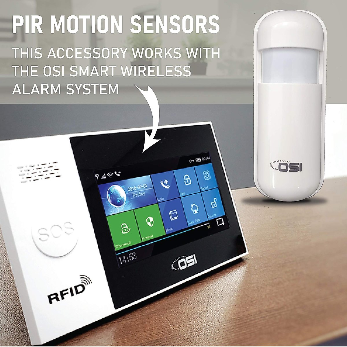 【OSI (Gen 1) Alarm Wireless PIR Motion Sensor】 Accessory for OSI DIY Home Wi-Fi Alarm Kit, Wi-Fi Wireless PIR Motion Sensor