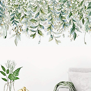 Amaonm 3D Removable Hanging Green Leaves Wall Decor Wall Decals Plants Leaf Wall Stickers Murals for Home Wall Background Kids Girsl Baby Bedroom Nursery Living Room Classroom Office (C11)