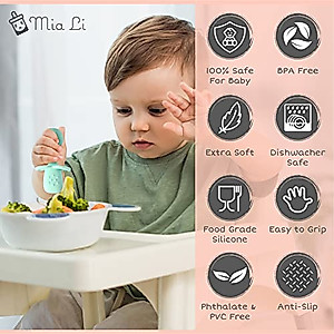 Mia Li Toddler Utensils Set - First Training Self Feed Silicone Baby Utensils - Bpa Free Anti-Choke Baby Spoon and Toddler Fork Utensils Set -100% Food Grade Toddler Spoons and Forks