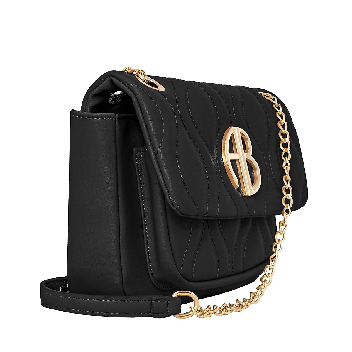 Alexis Bendel Women’s Vegan Leather Quilted Shoulder Handbag Crossbody W/Chain Strap