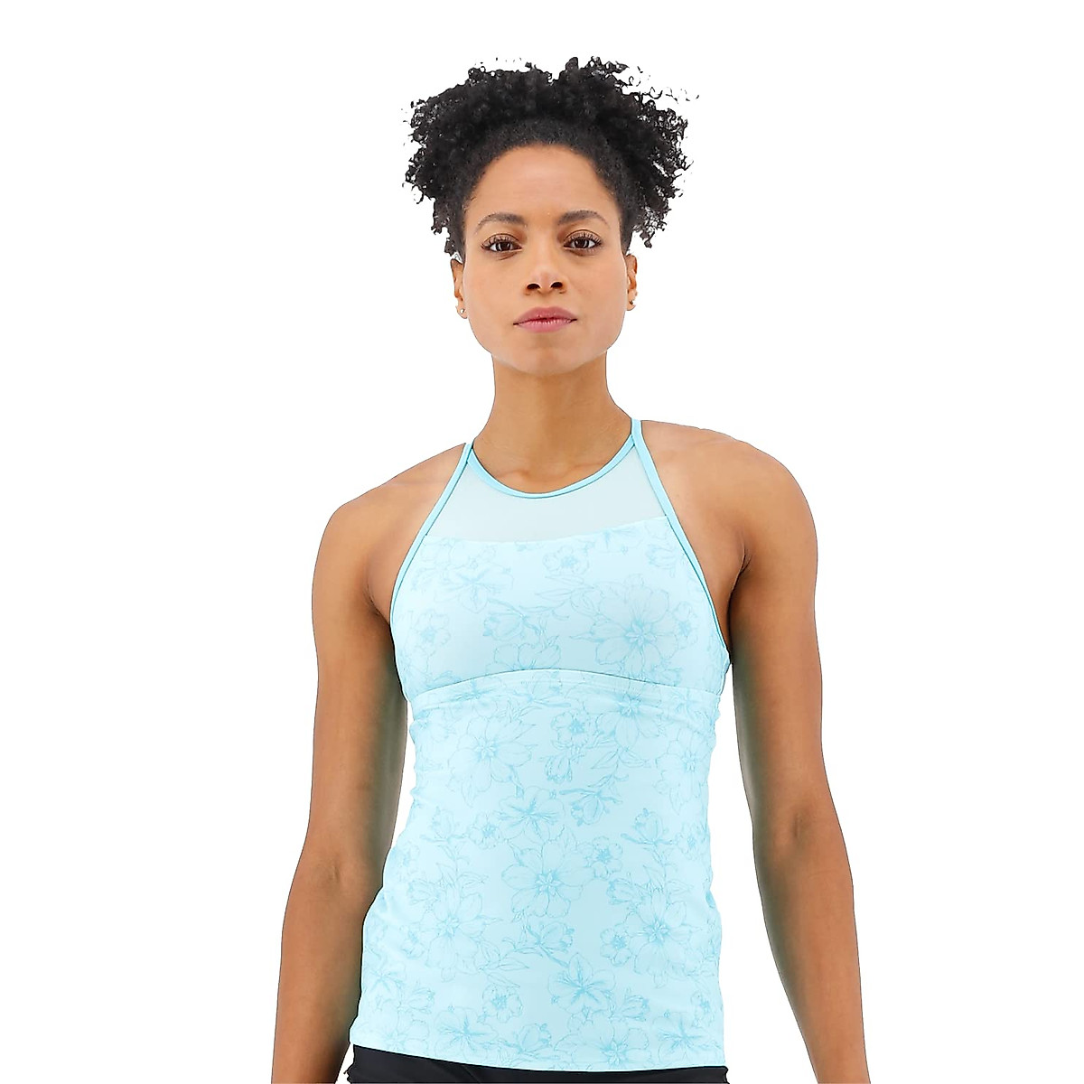 TYR Women's Standard Tessa Tankini Top for Swimming, Yoga, Fitness, and Workout, Teal, Large