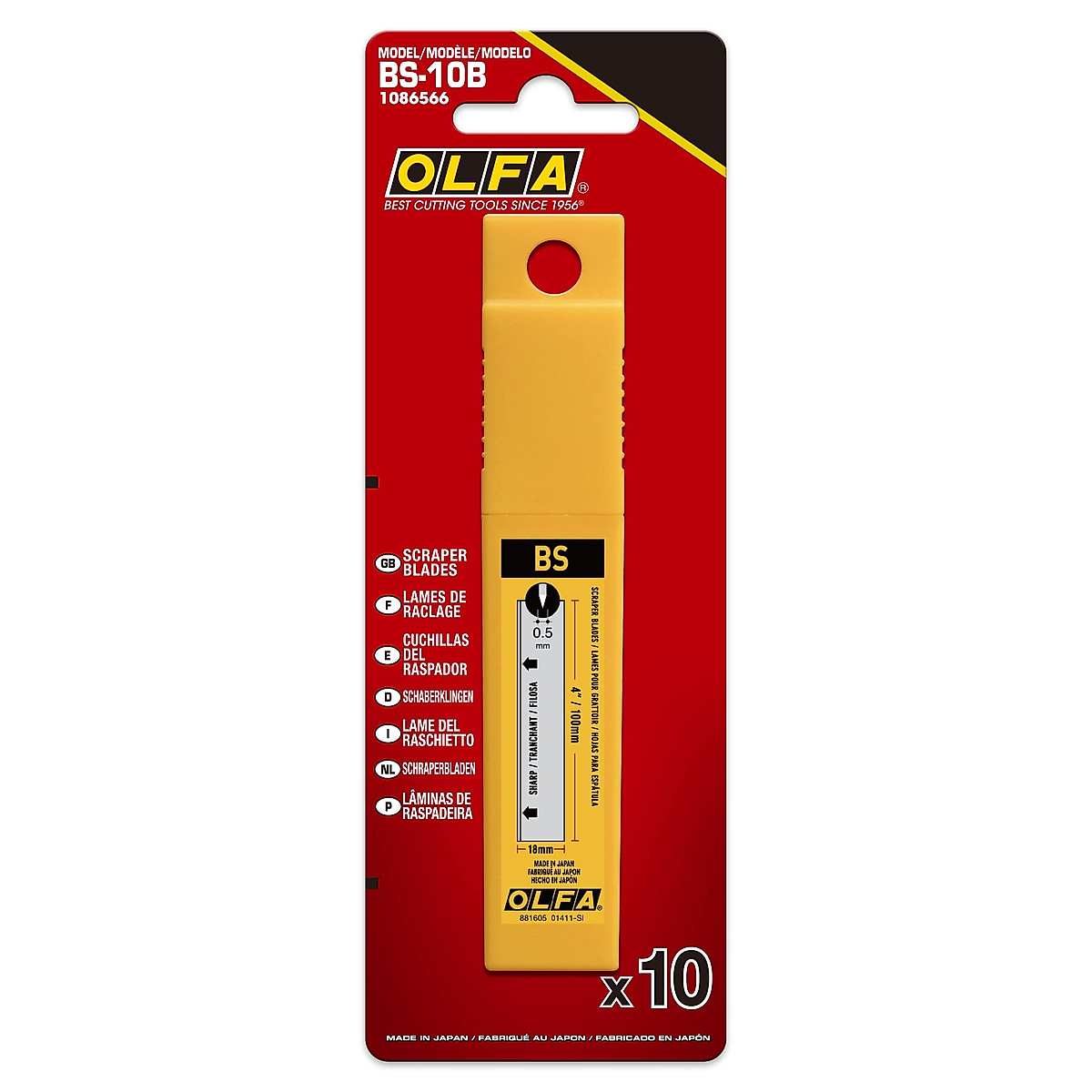 OLFA 1086566 BS-10B Dual-Edge Scraper Blade, 10-Pack