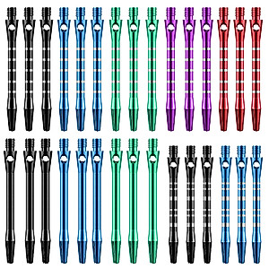 30 Pcs Dart Shafts for Steel Tip Medium 2BA Thread Aluminium Alloy Dart Stems 50 mm 53 mm with Rubber Rings Replacement Harrows Dart Accessories and Flights(Classic Style,Multi Colors)