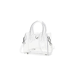 LAM GALLERY Mini Clear Purse,PVC Plastic Mini Clear Bag,Trendy Small Top Handle Clutch Handbag Crossbody Bag