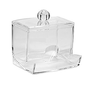 AYNEFY Cotton Swabs Storage, Cotton Swab Contain Box Portable Home Cosmetic Case Q-tip Storage Cotton Pad Swab Box Organizer for Bathroom and Bedroom 3.5inch x 3inch x 3.5inch