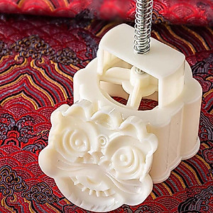 3D Mooncake Mould Set Cake Decoration Dessert Cookie DIY Kitchen Baking Tool Safe Cookie Molds(75g-Wake up Lion)