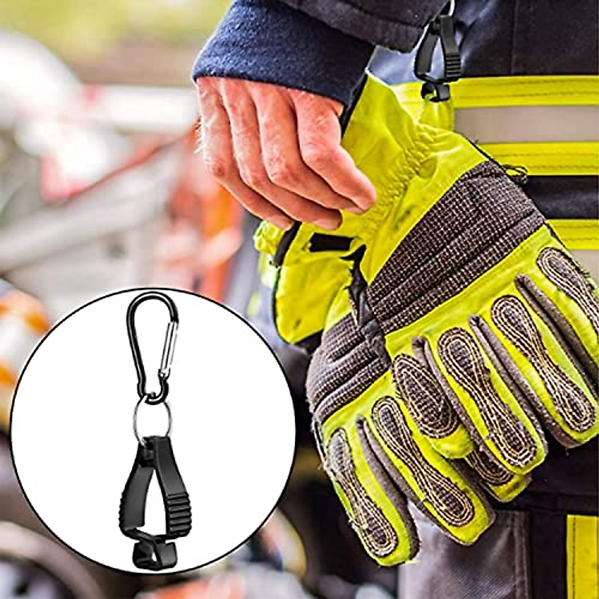 RICHARDJOV 6PCS Glove Clip Holder Safety Work Gloves Clip for Belt, Metal Glove Keeper Loop Glove Grabber Clip Holder(Black)