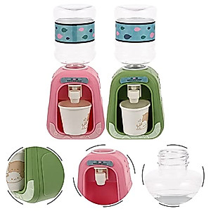Toyvian 2Pcs Mini Water Dispenser Lovely Cartoon Drinking Water Fountains Miniature Scene Model Doll House Accessories for Children Girls Boys