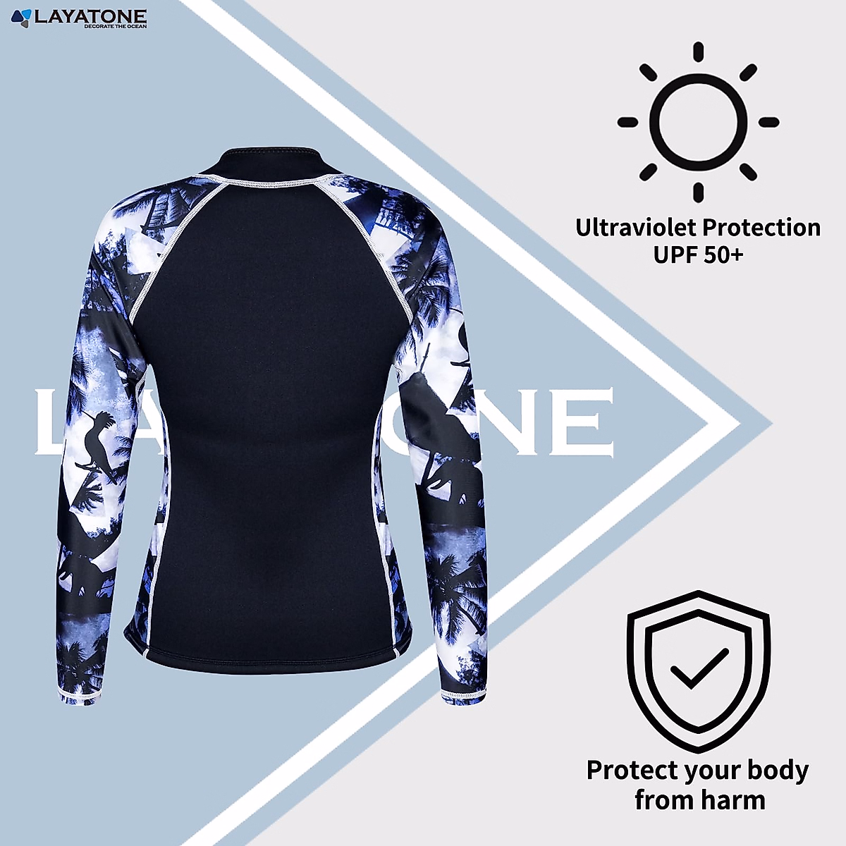 LayaTone Wetsuit Top Women 3mm Neoprene Wetsuit Jacket, Optional Neoprene/Lycra Sleeves Wetsuit Tops for Swimming Diving Surfing Canoeing