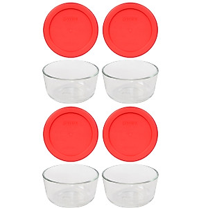 Pyrex Simply Store 8-Piece Glass Food Storage Set (4 vessels and 4 lids), standard packaging