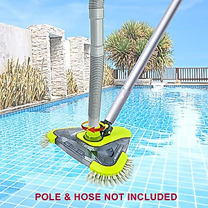 Pool Vacuum Head with Side Brush & Universal Rotatable Hose Adapter,Weighted Triangular Shape(Safe for Vinyl Liner Pool)